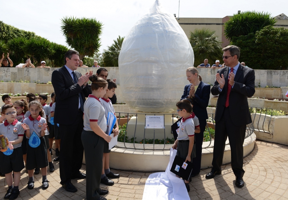 HSBC ‘Catch the Drop’ monument unveiled in Paola - MaltaToday.com.mt