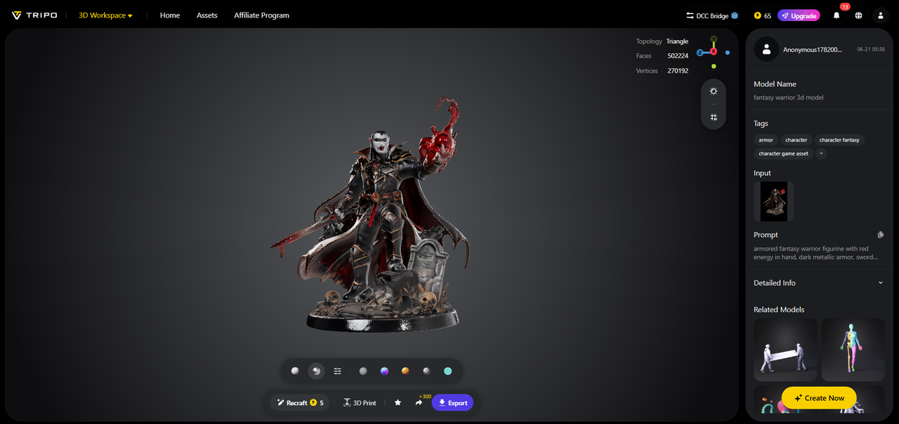 Create hologram-style previews using Tripo 3D image to 3D visualisation