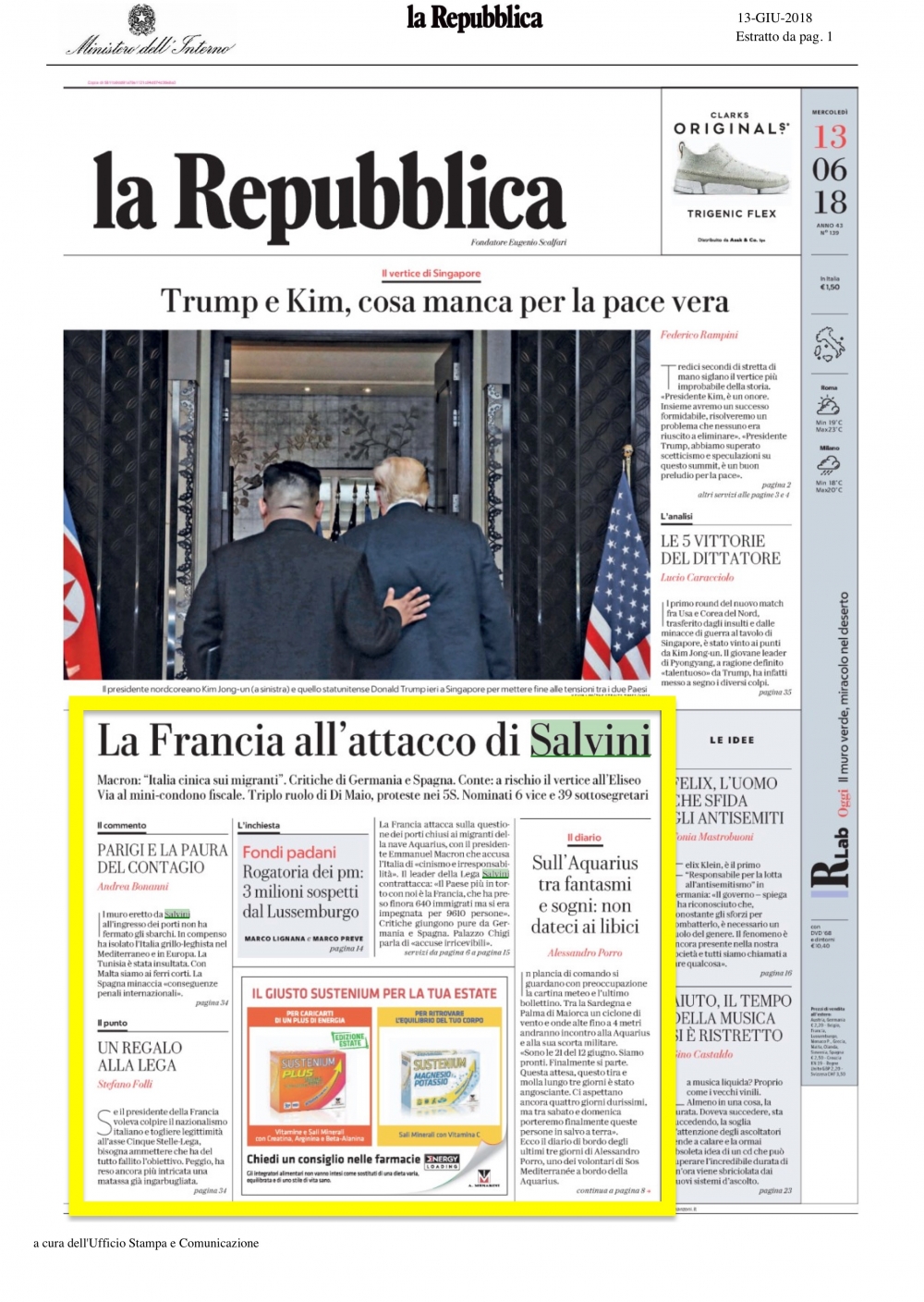 [SLIDESHOW] Italian papers go ballistic after Macron takes Aquarius ...