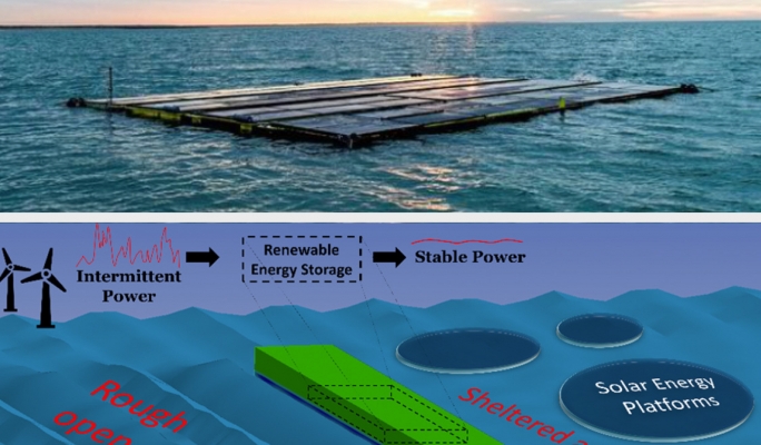 Floating breakwater to shield offshore solar farms, store energy being ...