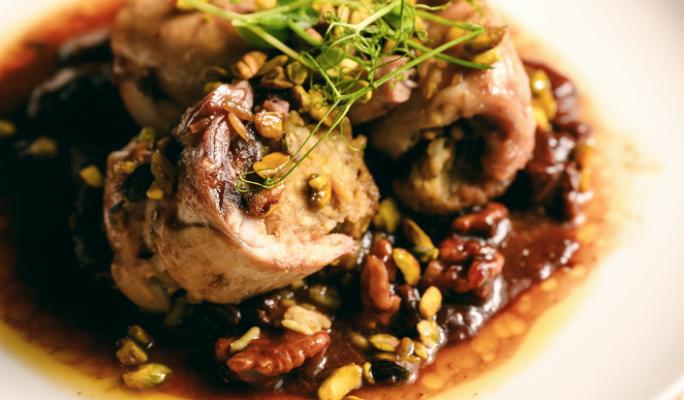 Stuffed Rabbit with Herbed Rice & Honey Glaze